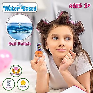 Barbie Movie 18 Piece Kids Water-Based Nail Polish Activity Makeup Set, Includes Nail Polish with Nail Gems Wheel and Nail File for Parties, Sleepovers and Makeovers, Townley Girl