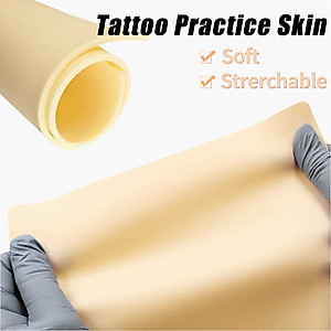 12PCS Blank Tattoo Skin Practice - 6"x8" Double Sides Tattoo Practice Skin kit Silicone Pads Tattooing Microblading Practice Skin for Beginners(0.12CM Thick) yellow