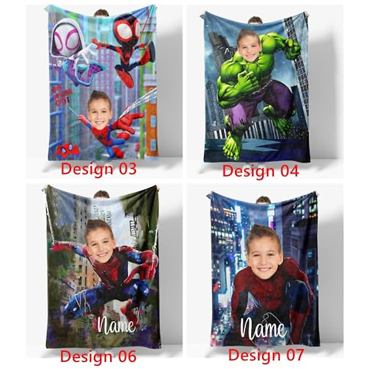 ROYAMS Kids Superhero Blanket Custom Blanket for Boys Personalized Super Hero Blanket with Photo and Name