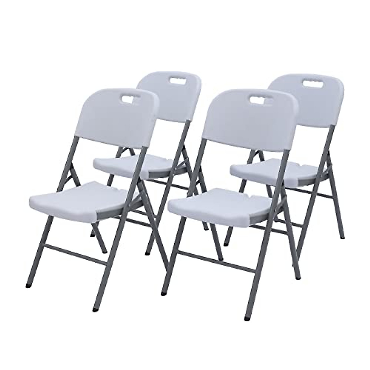 LAKHOW 53d Folding Chair, 4-Piece White Plastic Chair, Stackable Indoor and Outdoor Chairs, for Wedding Backyard Activities, Conference Room Festivals （(4 Pack)