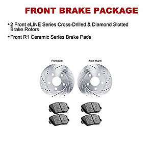 R1 Concepts Front Brakes and Rotors Kit |Front Brake Pads| Brake Rotors and Pads| Ceramic Brake Pads and Rotors|fits 1982-1989 BMW 535i, 535is, 633CSi, 635CSi, L6