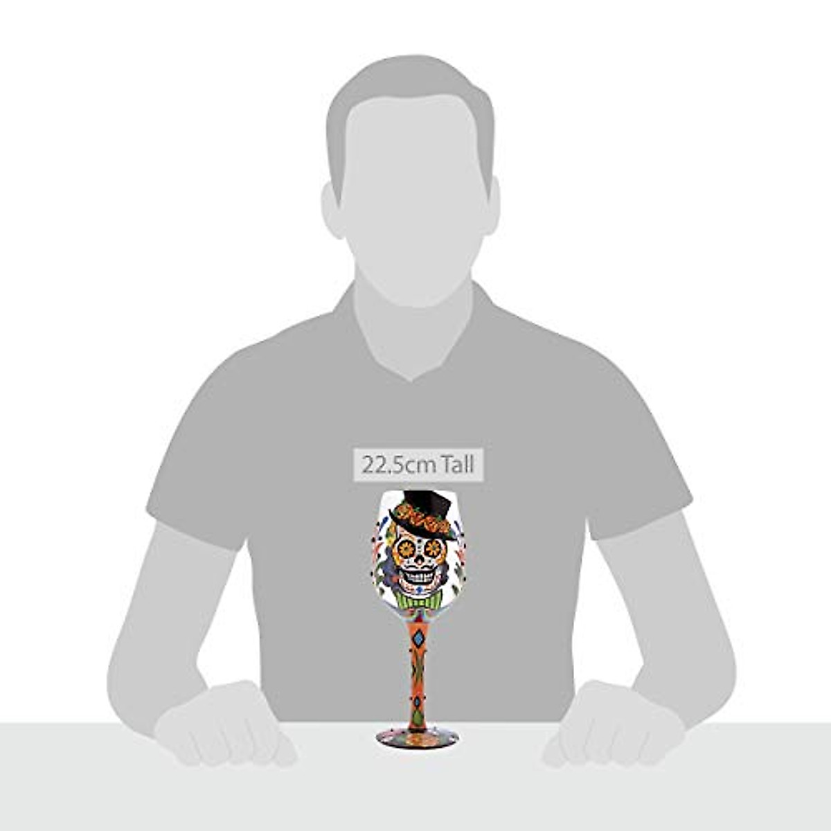 Lolita Sugar Skull Artisan Painted Wine Glass Gift