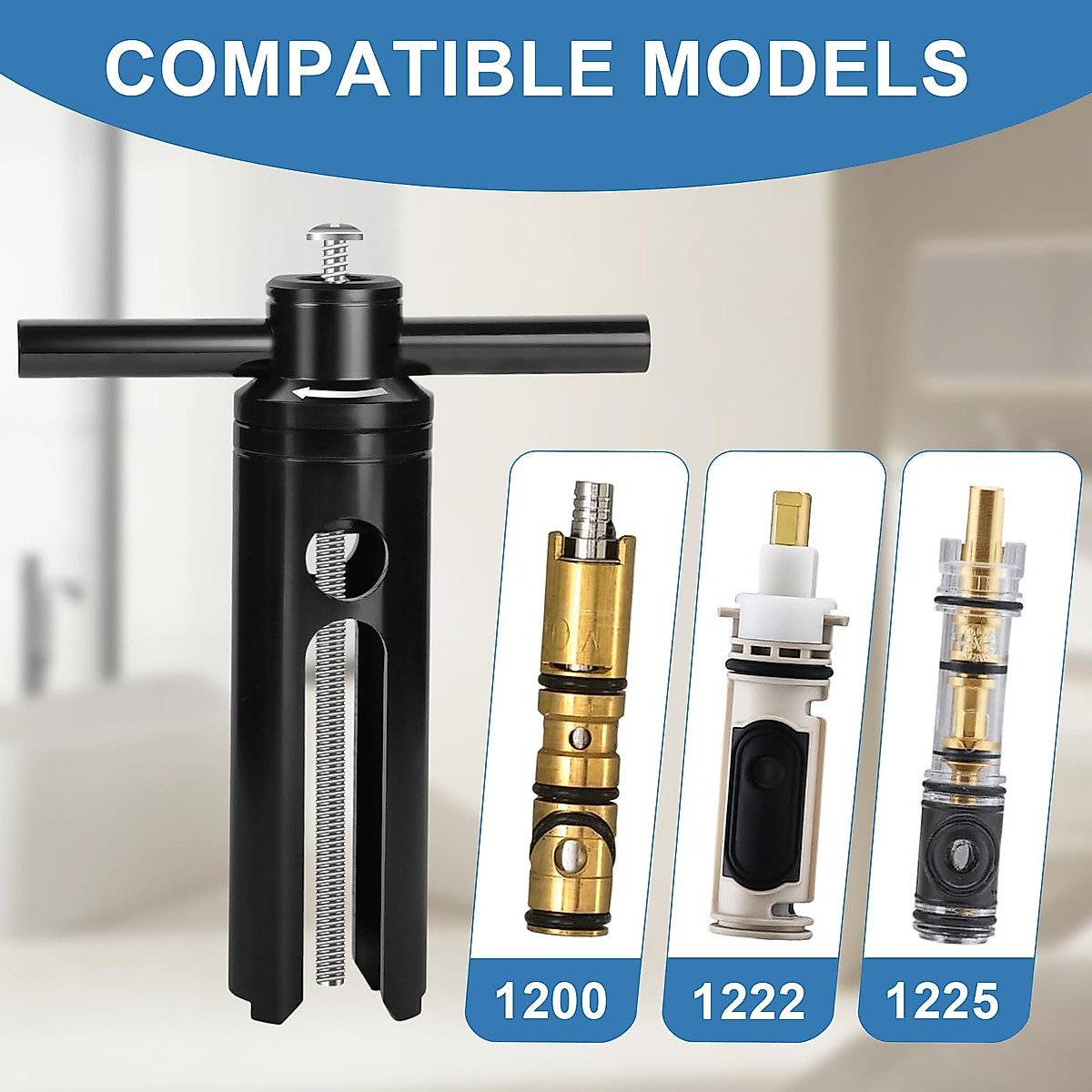 New Upgraded 104421U Cartridge Removal Tool, Cartridge Puller Replacement Compatible with Moen 1200, 1222, 1225 Series Single Handle Posi-Temp Pressure Balanced Tub/Shower Faucet Rough-in Valves