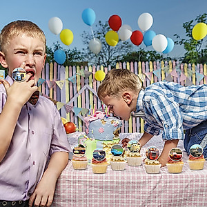 24pcs Cars Cake Toppers Cupcake Ring Decor for Kids Cars Theme Birthday Party Supplies Baking Decorations Party Favors