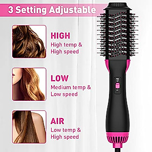 OCAEIW Volumizer Hair Dryer Brush, Hot-Air Hair Brushes, One Step Hair Dryer and Styler with Alci Plug for Women, Wig, Blow Dryer Brush for Straightening, Drying, Curling, Pink