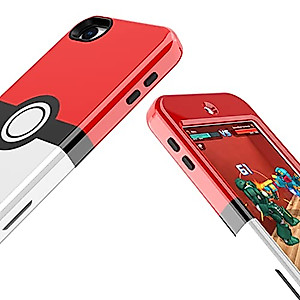 SupBox Case for Apple iPod Touch 6/7Generation - Anime Cartoon Kawaii Red&White Ball Pattern Hard PC and Inner Silicone Hybrid Armor Defender Case for iPod Touch 5, iPod Touch 6, iPod Touch 7