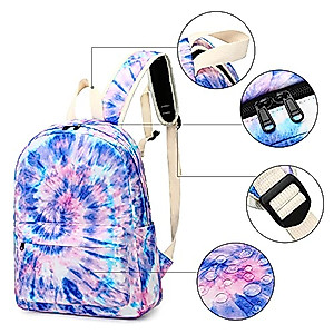 CAMTOP Backpack for Girls Kids School Backpack with Lunch Box Preschool Kindergarten BookBag Set (Tie-Dye blue purple)