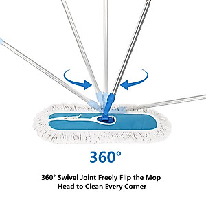 16" Commercial Dust Mop, MEIBEI Dust Floor Mop with Cotton mop Head, Dust Mop for Hardwood Floors with Long Handle, Industrial Dust Mop for Factory, Shopping Mall, Garage, Company, Hotel (16*5 inch)