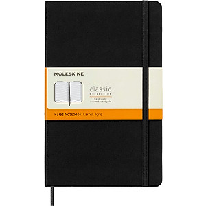 Moleskine Classic Notebook, Hard Cover, Large (5" x 8.25") Ruled/Lined, Black, 240 Pages
