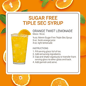 Monin - Sugar Free Triple Sec Syrup, Sweet Orange Flavor, Great for Cocktails, Mocktails, & Mochas, Gluten-Free, Non-GMO (1 Liter)
