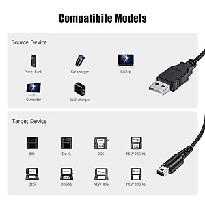 Ancable 3DS USB Charging Cable, 4-Feet 3-Pack Replacement Power USB Charger Cable Cord for Nintendo New 3DS XL, New 3DS, 3DS XL, 3DS, New 2DS XL, New 2DS, 2DS XL, 2DS, DSi, DSi XL