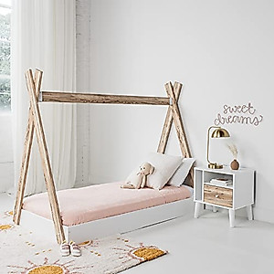 Signature Design by Ashley Piperton Modern Youth Tent Bed Frame, Full, Natural Wood & White