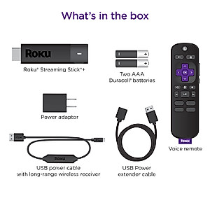 Roku Streaming Stick+ | HD/4K/HDR Streaming Device with Long-range Wireless and Roku Voice Remote with TV Controls