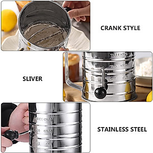 Hemoton Hand-Operated Powder Sieve Flour Sifter Cooking Rotary Baking Sifter Sugar Powder Sifter Kitchen Cake Icing Tools Baking Sieve Filter Stainless Crank to Rotate