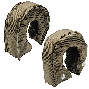 LEDAUT 2" x 50' Titanium Exhaust Heat Wrap Roll and T5 T6 Titanium Turbocharger lCover Blanket with Stainless Ties and Fastener Springs for Car Motorcycle Fiberglass Heat Shield Tape Cover Wrap