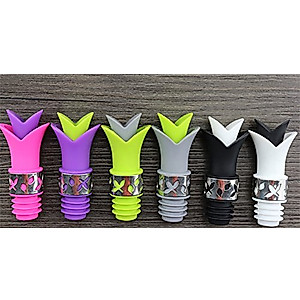 HYTK Cute Funny Gift Wine Bottle Stopper Pourer Silicone Material Lily Wine Pourer Packed of 3 No Leak (Green, Pink, Purple)
