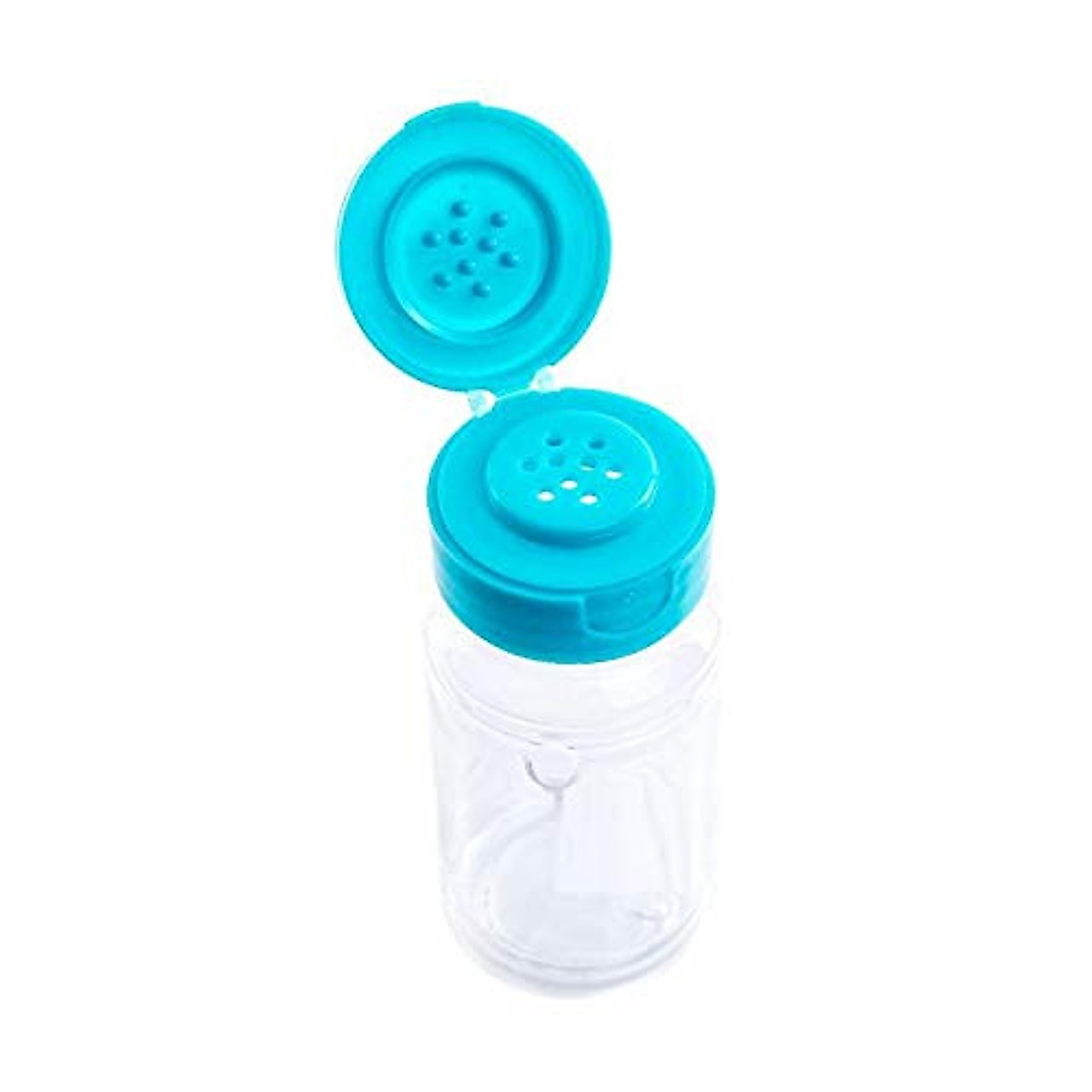 Set of 2 - Plastic Salt and Pepper Shakers with Lid, Moisture Proof Spice Dispenser, Seasoning Container Pourer with Shaker Lids, 3.5 oz., Green/Blue
