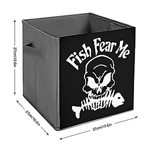 Fish Fear Me Canvas Collapsible Storage Bins Cube Organizer Baskets with Handles for Home Office Car