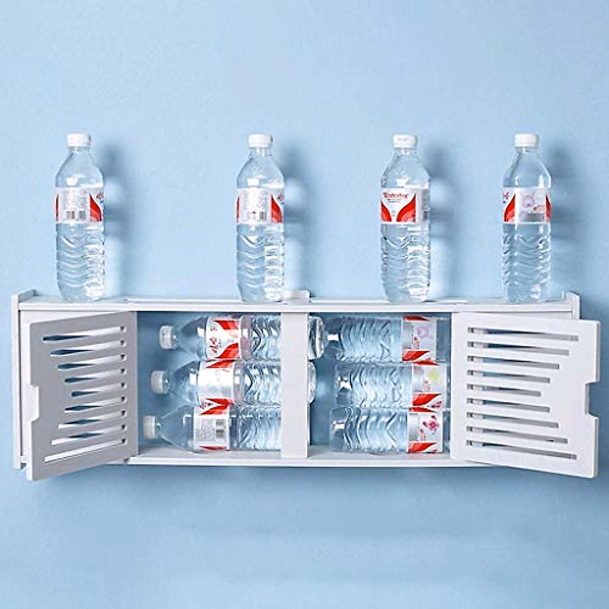 Hoernflk Large Wireless Router Rack Living Room Wall-Mounted WiFi Storage Box Wall Decoration TV Lower Plug-in Shielding Box Set-top Box Shelf-no Punch (L)