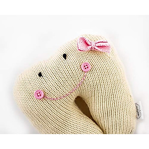 Mud Pie Knit Tooth Pillow, Pink, Small