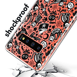 TPU Phone Case Compatible with Samsung A72 A71 5G A70 A51 A50 A32 A21 A11 A12 A13 A14 A01 Flexible Paws Spooky Cats Soft Silicone Bones Skeletons Durable Black Cute Shockproof Protective