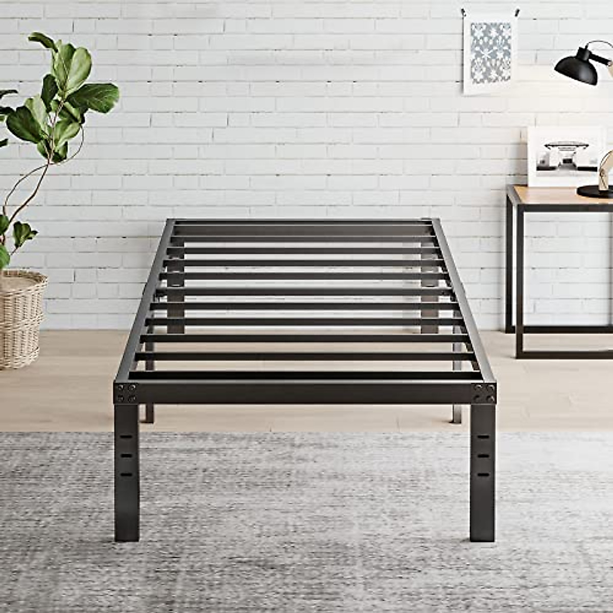 Artimorany Twin XL Bed Frame, 14 Inch Metal Platform Bed, Heavy Duty Steel Slats Support Mattress Foundation, No Box Spring Needed, Noise Free, Easy Assembly, Black