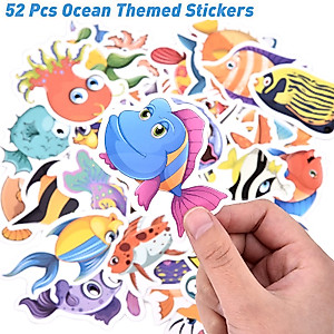 Golray 112pcs Under the Sea Party Favors Ocean Animal Creature Bulk Toy Gift Summer Birthday Supplies for Kids Boy Girl Straw Bubble Wand Tattoo Sticker Goodie Bag Filler Stuffer
