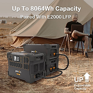 pecron Solar Generator E2000LFP,E2000LFP Portable power station with 4X 200W Solar Panels with 6X110V/2000W AC Outlets,LiFePO4 Battery Backup for Outdoors Camping Emergency
