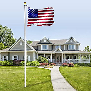 Voilamart 25 FT Sectional Flag Pole Heavy Duty Aluminum Outdoor In ground Flagpole with 3'*5' American Flag and Gold Ball for Residential or Commercial Use