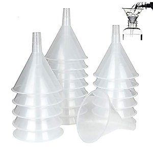 20Pcs Plastic Funnels Set, 4.7 Inch Wide Mouth Clear Plastic Funnels for Filling Water Bottles, Multipurpose Large Funnel with Long Reaching Spout for Liquid, Spices, Powder, Lotion, Oils, Perfume