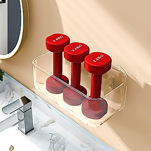 CGBE 2 Packs Cabinet Door Organizer, Acrylic Adhesive Shelf Wall Mounted Storage, Self Adhesive Shower Shelves Without Drilling, Automatic Draining Clear Shower Organizer for Bathroom