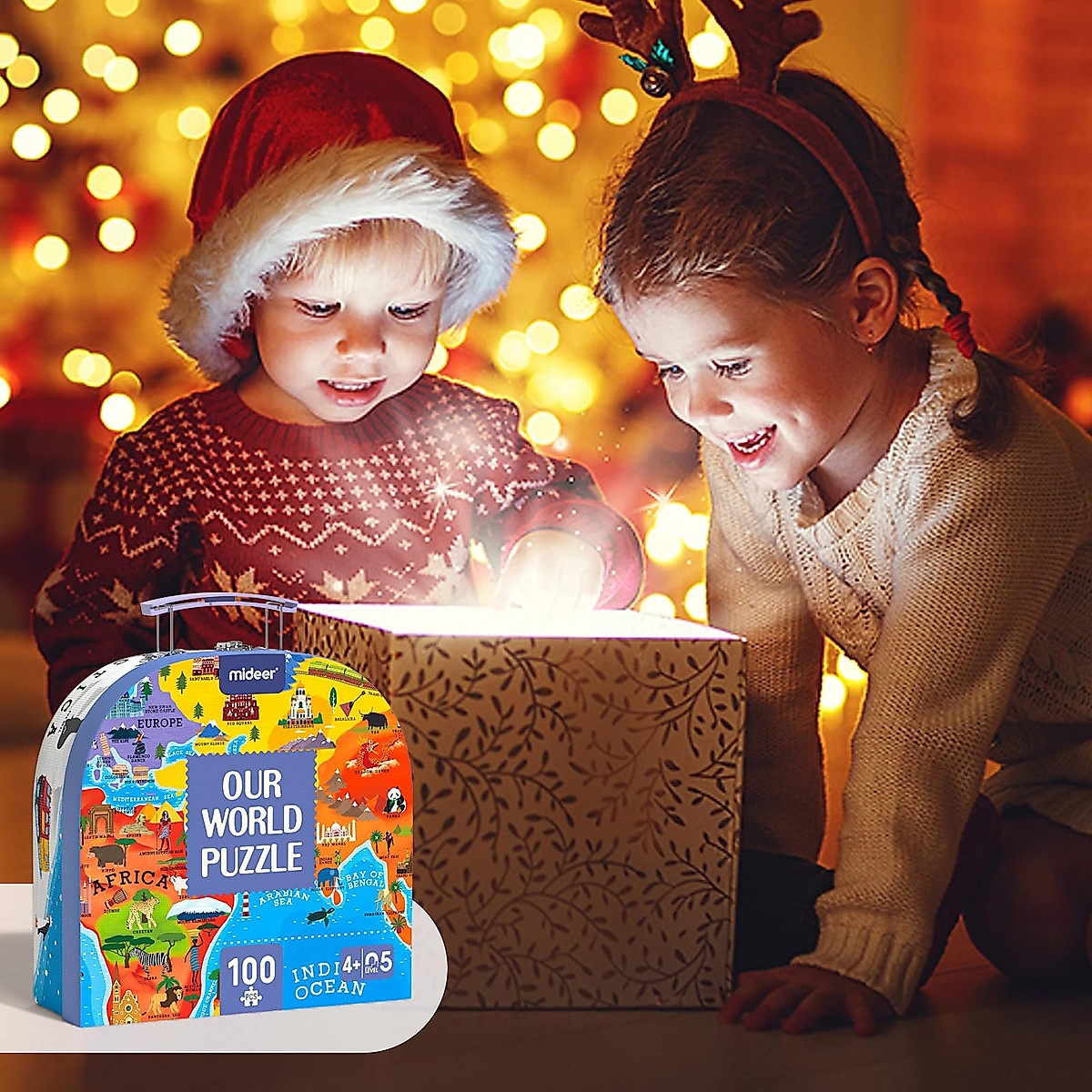 Mideer Floor Puzzle for Kids 4-8, 100 Piece World Map Jigsaw Puzzle with Continents, Geography Educational Toys for Boys and Girls, Globe Atlas Puzzle Maps Preschool Learning Game for Kids Ages 4-6