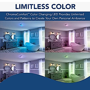 Broan-NuTone FG800RGBS Bluetooth Speaker & Customizable Color Changing LED Cover/Grille for Bathroom Fans, Easy DIY Install, Bright White