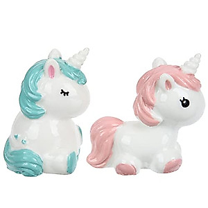 NUOBESTY Mini Unicorns Figure Animals Models Landscape Accessories Birthday Cake Unicorns Decoration Bonsai Resin Craft Stocking Stuffer Gift for Kids Girls