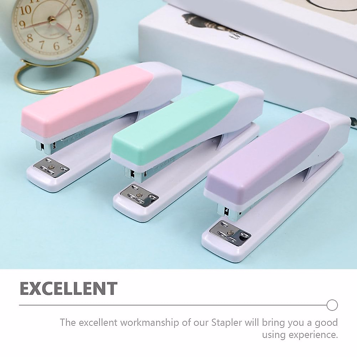 LUOZZY Desktop Large Capacity Stapler - Reduced Effort, Labor-Saving for Office Desk Accessories, Purple