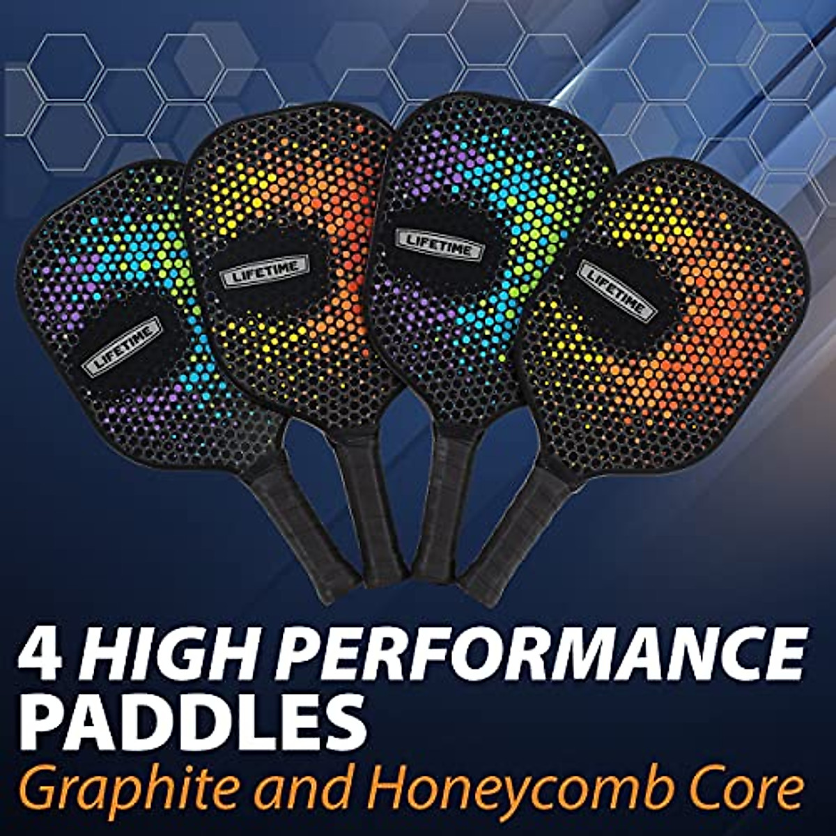 Lifetime Pro Pickleball Set – Includes Pickleball Net, 4 Paddles, 3 Outdoor Pickleballs, 1 Indoor Pickleball, 2 Portable Bases, Steel Poles, Paddle Bag, and Bag for Complete Set