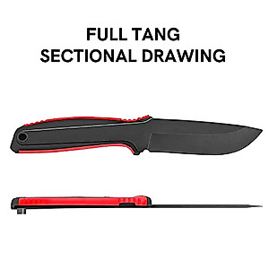 Dispatch Tactical Fixed Blade Outdoor Knife Bushcraft Survival Hunting Tool, Non-slip Stylish Handle, with Practical Sheath, for Camping, Hunting, Adventure, 8'' Closed