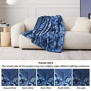 Bedsure Fuzzy Blanket Twin Size - Indigo, Soft and Comfy Sherpa, Plush and Furry Faux Fur, Reversible Twin Blankets for Couch, Sofa and Bed, 60x80 Inches