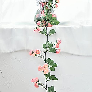 Mandy's 2pcs Pink Silk Rose Vine Garland Artificial Flowers with 69 Heads for Home Wedding Arch Floral Decorations