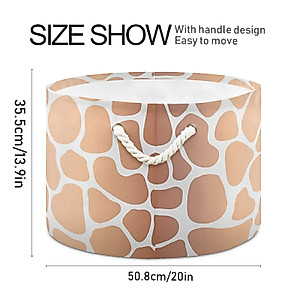 ALAZA Rose Gold Giraffe Print Animal Storage Basket Gift Baskets Large Collapsible Laundry Hamper with Handle, 20x20x14 in