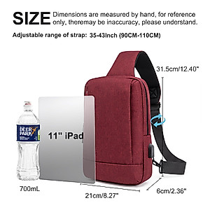 ecosmile Messenger Bag Sling Bag Crossbody Shoulder Bag for Men Women Travel Work Satchel Bags, Red