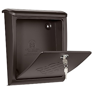 Architectural Mailboxes Bordeaux Galvanized Steel, Locking, Wall Mount Mailbox, 2697RZ-10, Rubbed Bronze, Medium Capacity