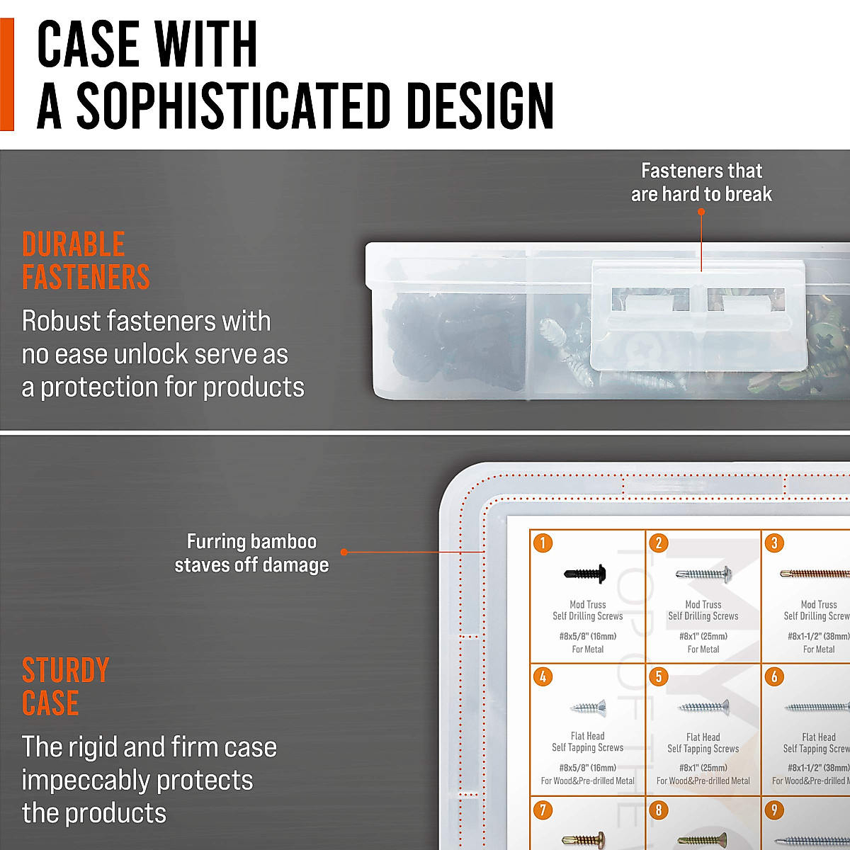 MYTOW Self Drilling & Self Tapping Screws Assortment Kit Set (250Pcs) Screws Available for Multi-use for Wood Screws, Sheet Metal Screws, and Drywall Screws,Screw Organizer and Storage