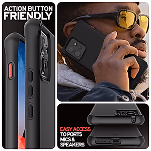 ITSKINS Spectrum Solid Protective Phone Case Compatible with Motorola ThinkPhone, Slim Hybrid Case, Anti-Slip, Heavy Duty Shockproof Cover, Military Phone Case | Black