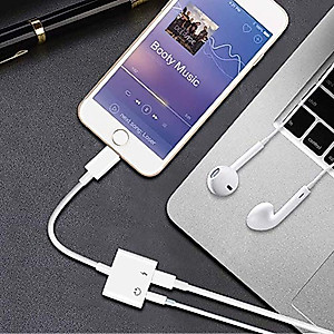 [Apple MFi Certified] 2 in 1 Lightning to 3.5mm Earphone Audio & Charger Splitter Adapter, 2 Pack iPhone Headphone Adapter Connector for iPhone 11 Pro Xs Xr X 8 7 Plus,Support Calling & Music Control