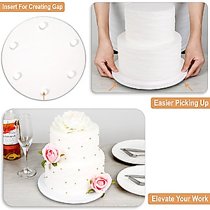 Sleek Cake Board Drum 8, 10 & 12 Inch (3 Sizes, 14 Pack Total) | Free Prop Up Tool & Matching Ribbon | 1/2" Thick Cake Board Rounds | Sturdy & Greaseproof Cake Circle For Presenting Heavy/Tiered Cakes