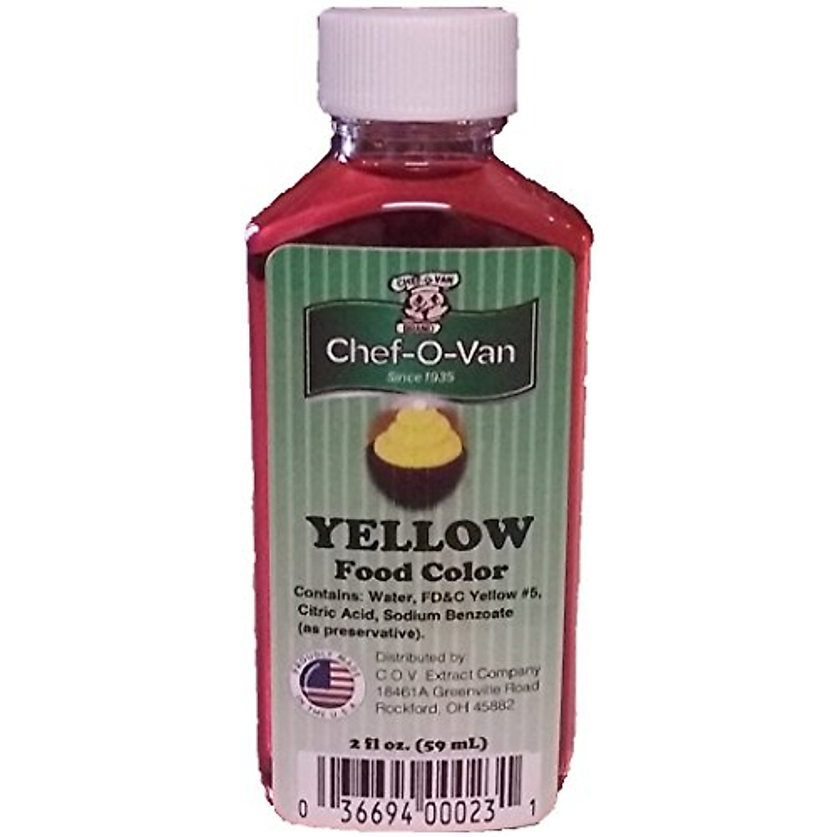 Chef-O-Van Food Coloring, Yellow, 2 Ounce