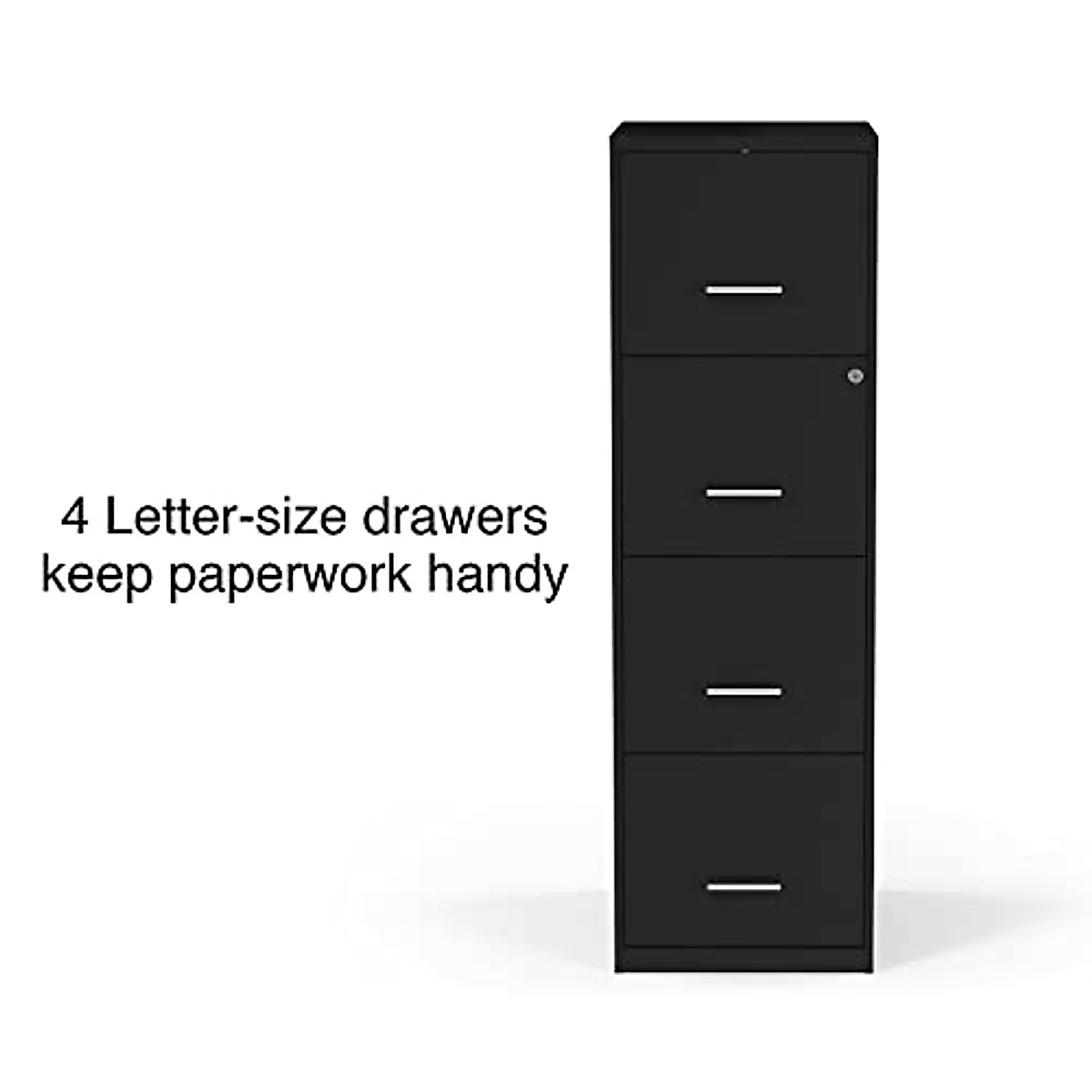 STAPLES 2806660 4-Drawer Vertical File Cabinet Locking Letter Black 18-Inch D (52152)