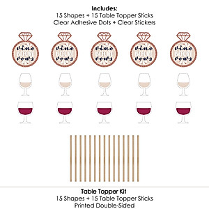 Big Dot of Happiness Vino Before Vows - Winery Bridal Shower or Bachelorette Party Centerpiece Sticks - Table Toppers - Set of 15