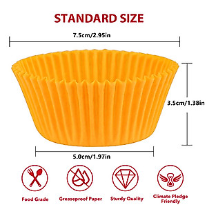 Standard Orange Cupcake Liners for Baking 200 Counts - Caperci Greaseproof Muffin Baking Cups for Wedding Birthday Party Baby Shower Festivals (Orange)